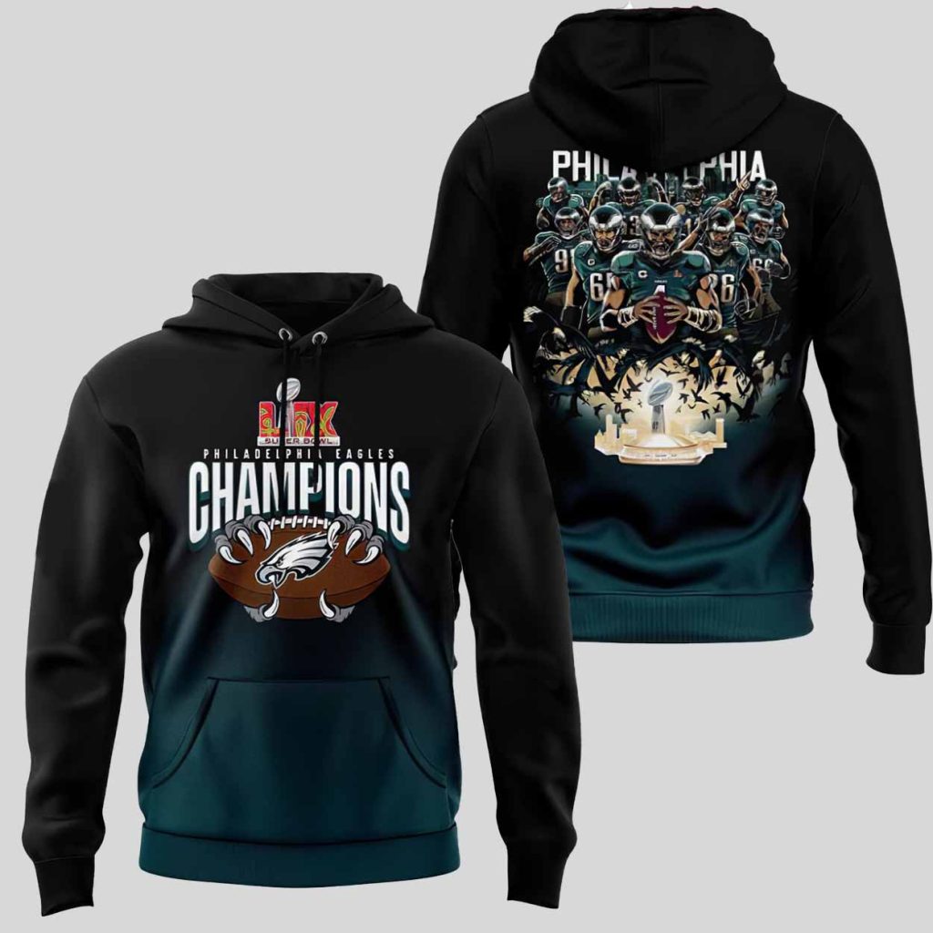 Eagles Super Bowl LIX Champions 2025 Night Hoodie - Mofeetee