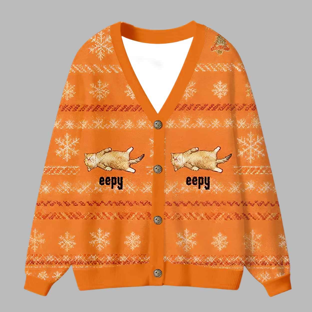 Silly Sleepy Cat Meme Ugly Cardigan Sweater - Mofeetee